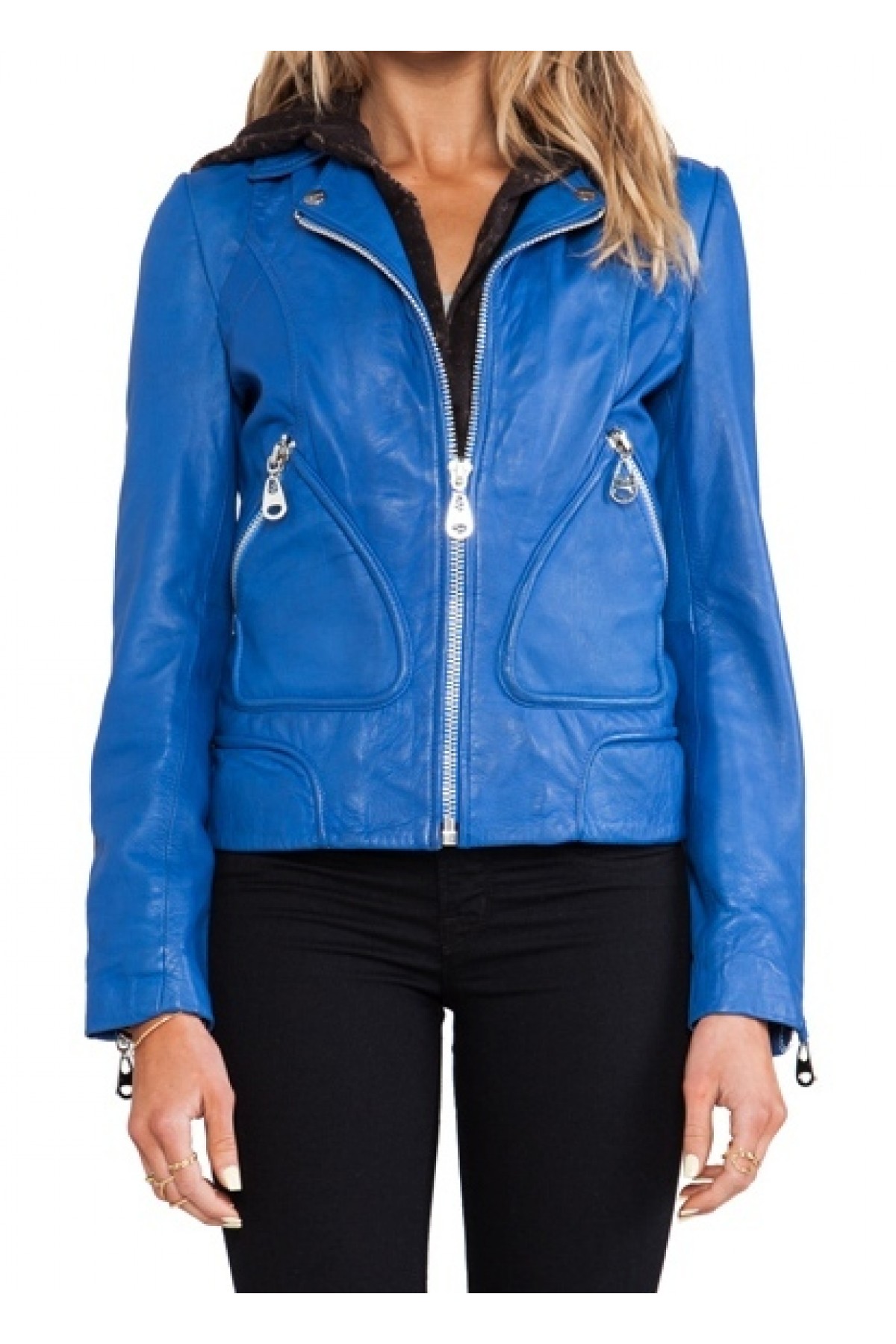 Clary Fray Blue Leather Jacket The Mortal Instruments City of Bones