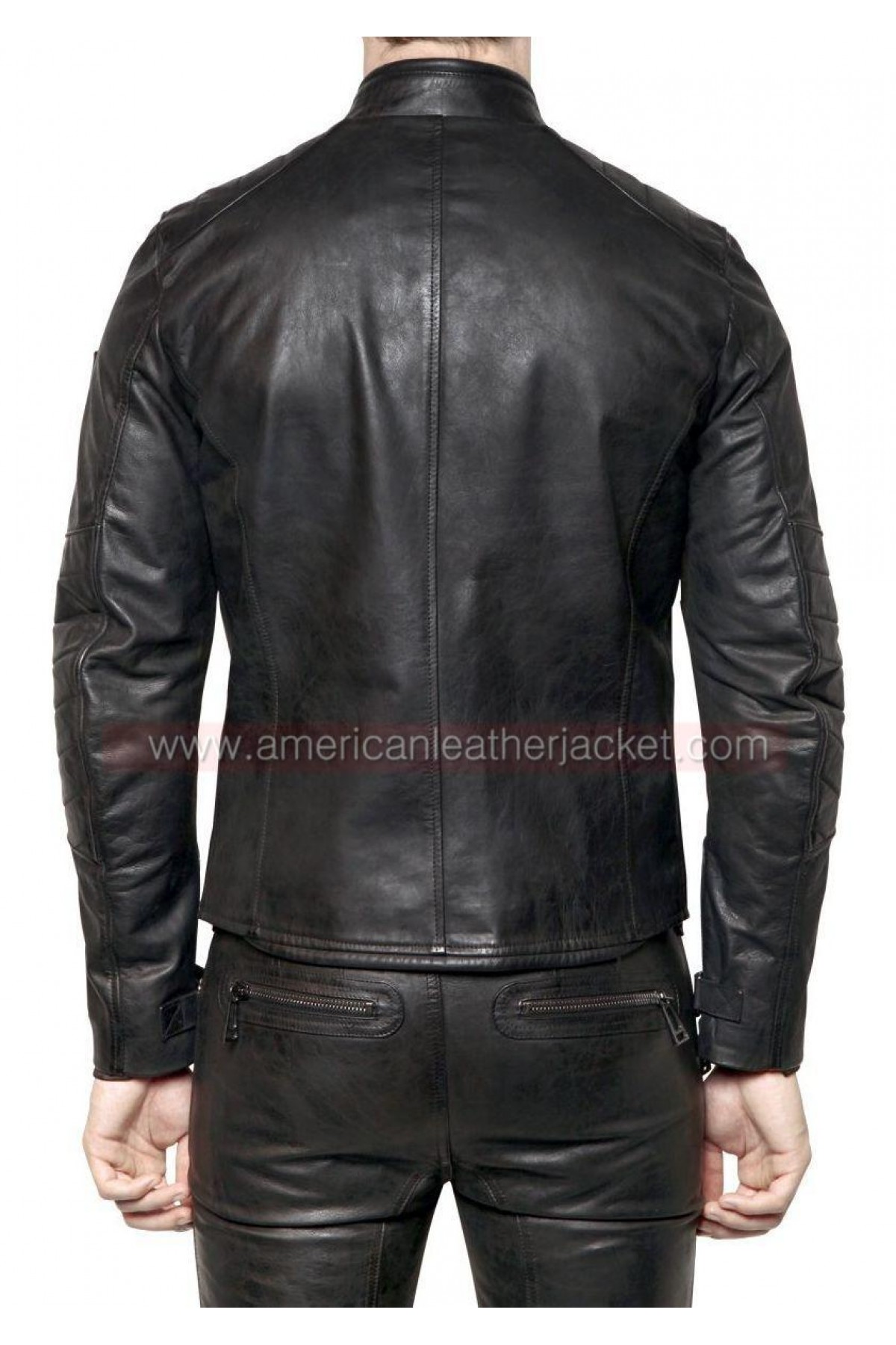 David Beckham Biker Leather Jacket | Black Motorcycle Outerwear
