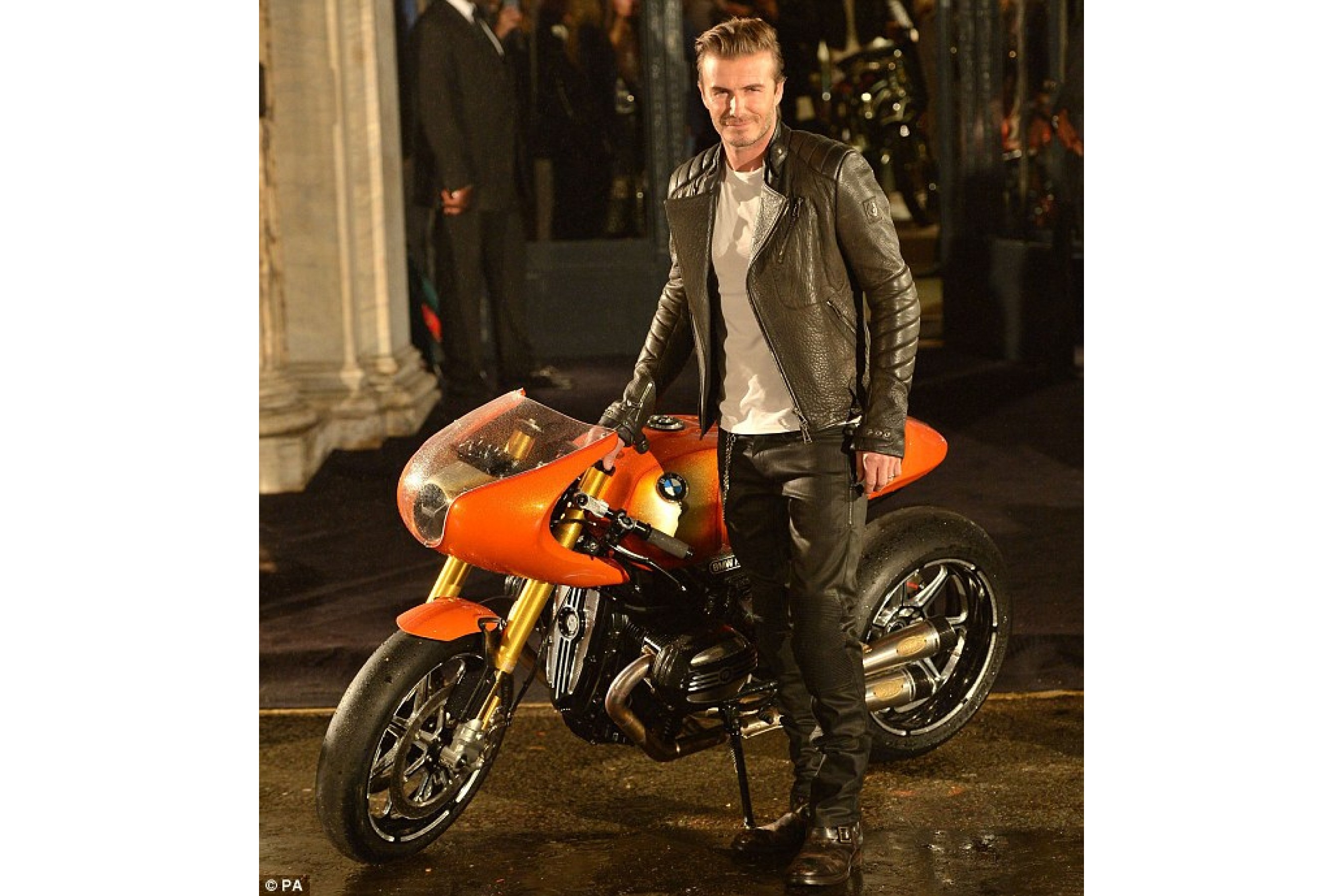 David Beckham Biker Leather Jacket | Black Motorcycle Outerwear