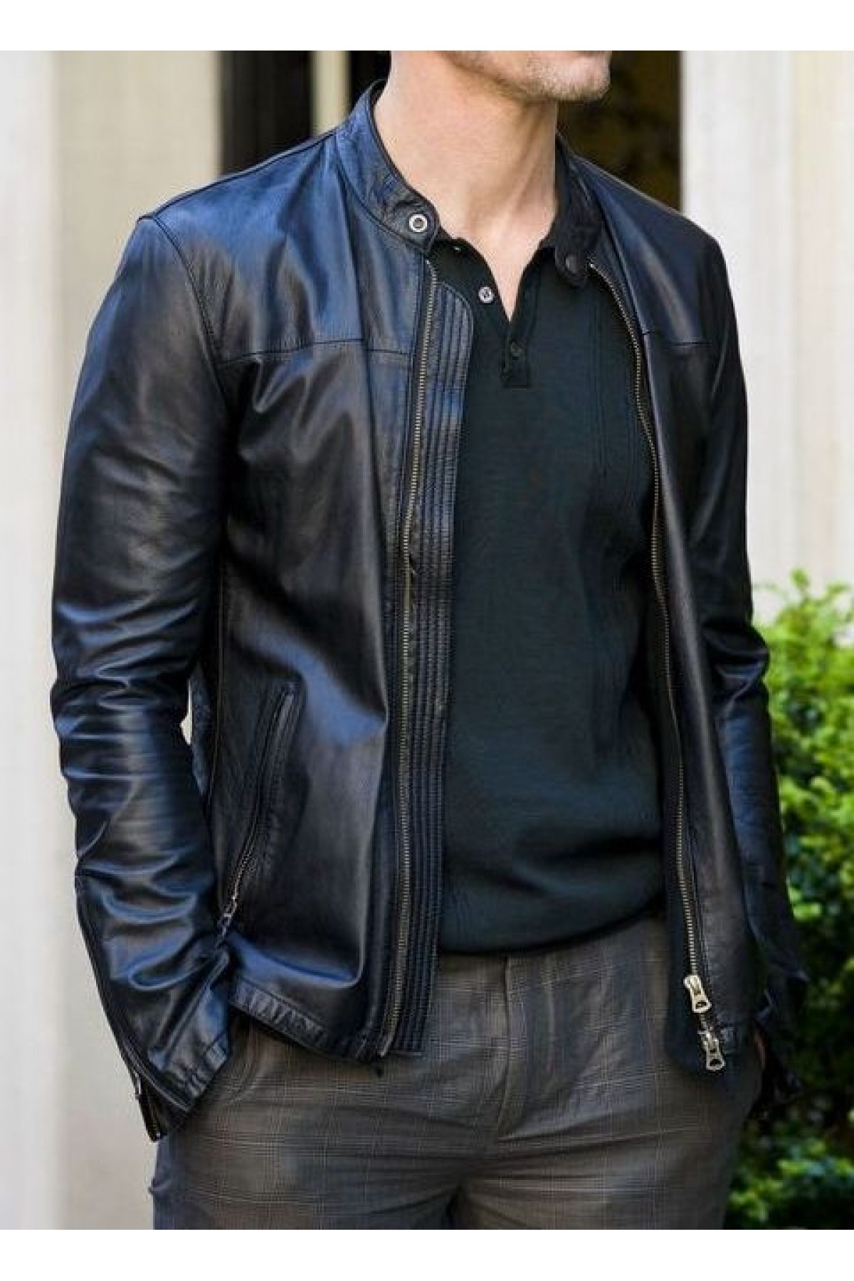 Neal Caffrey White Collar Leather Jacket | Matt Bomer Black Jacket