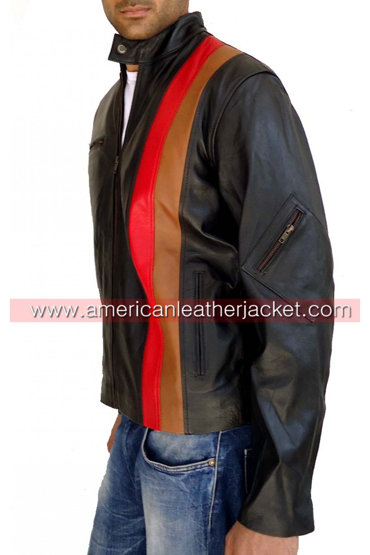 X Men Cyclops Leather Jacket | Stripe Scott Leather Jacket