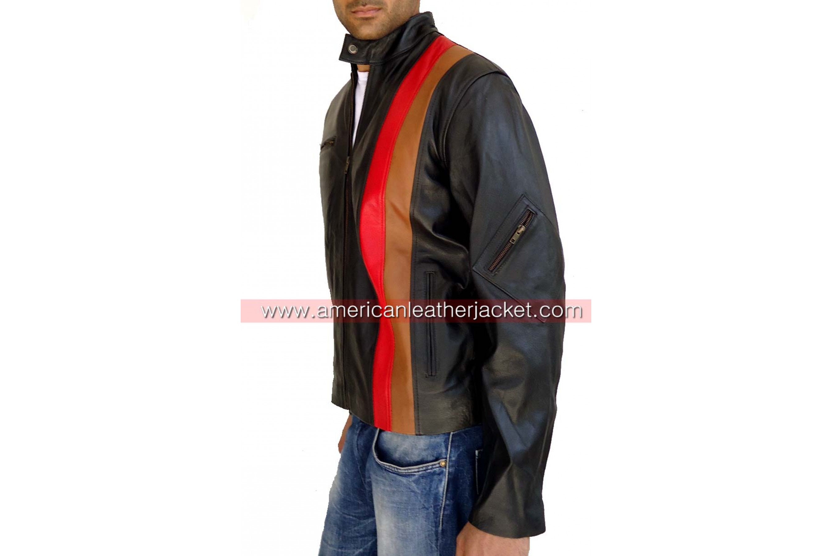 X Men Cyclops Leather Jacket | Stripe Scott Leather Jacket
