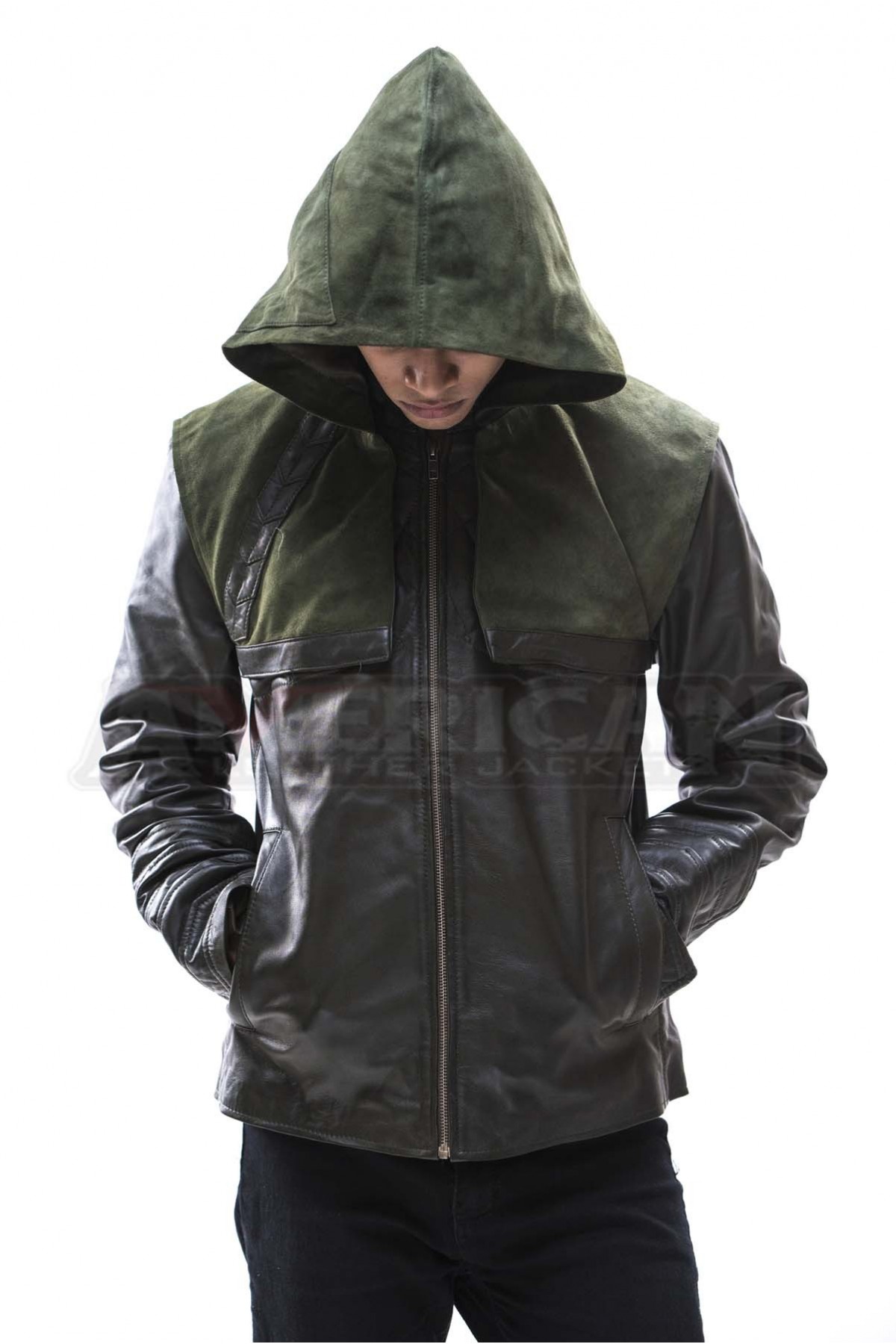 Oliver Queen Arrow Green Leather Jacket | Stephen Amell Costume