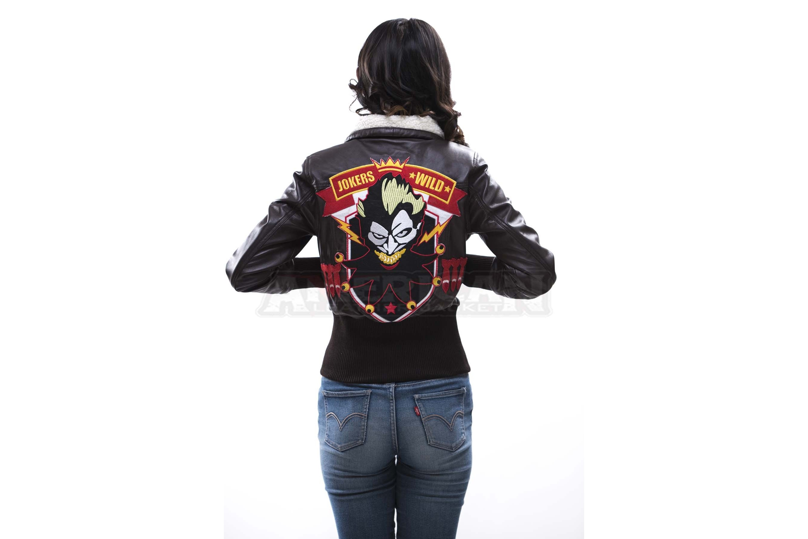 Bombshell Harley Quinn Bomber Leather Jacket Costume