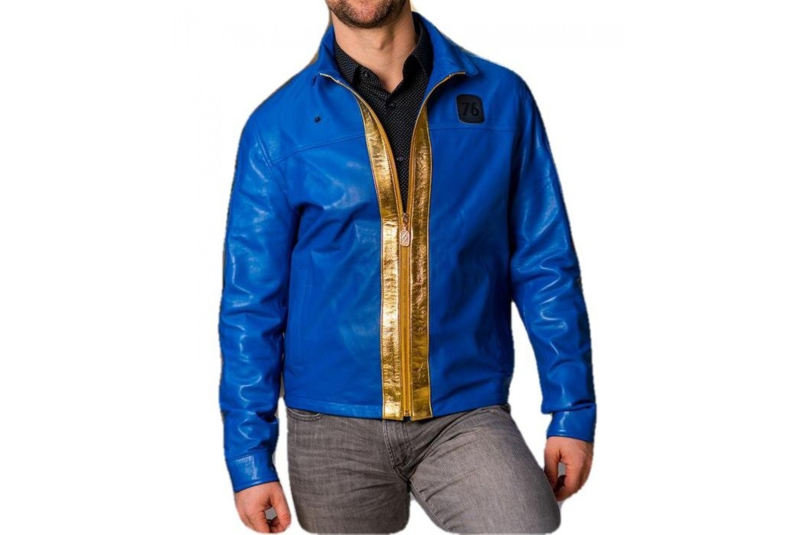 Vault Fallout 76 Blue Leather Jacket - Video Game