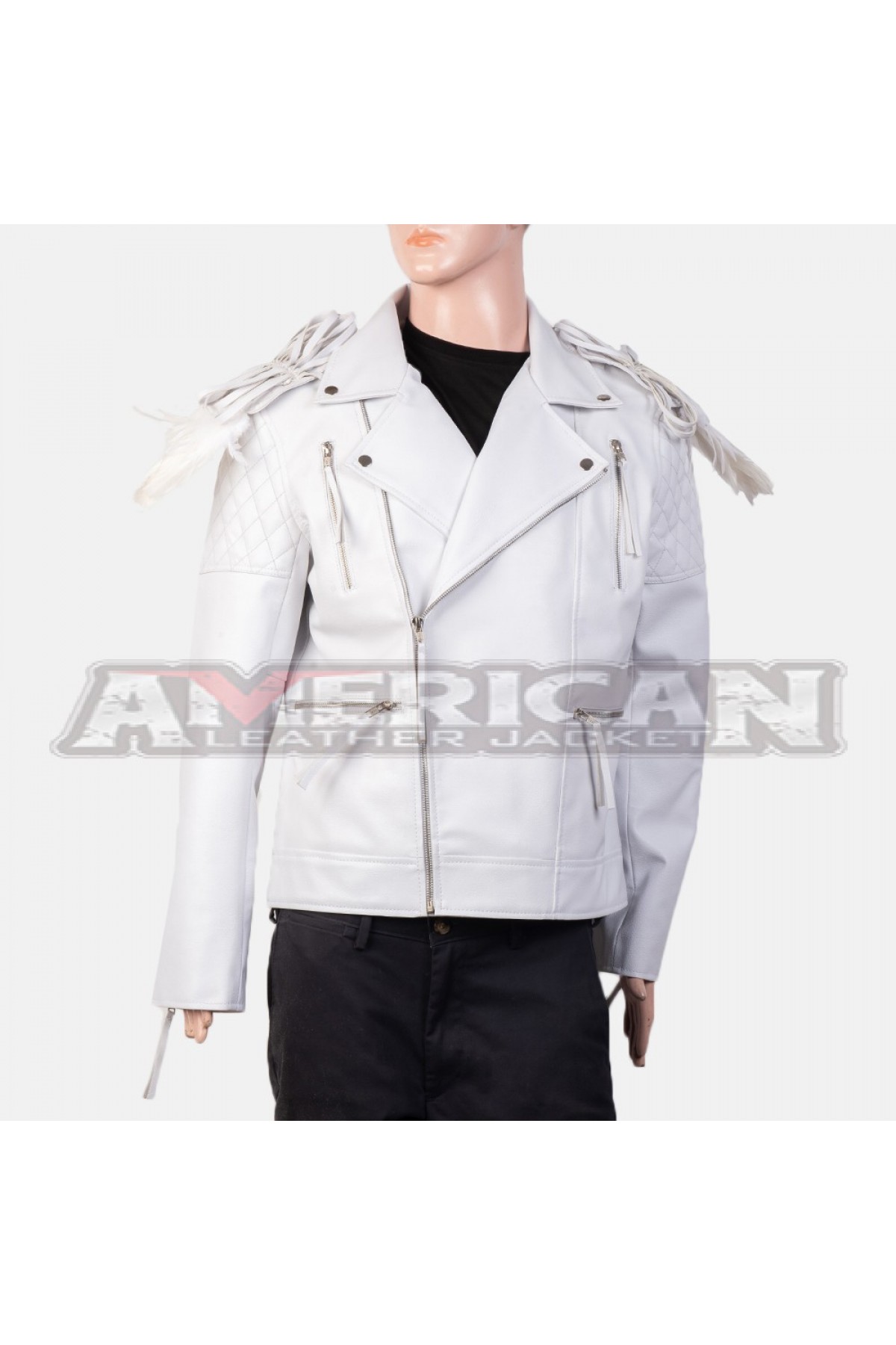 Taron Egerton Rocketman White Leather Jacket