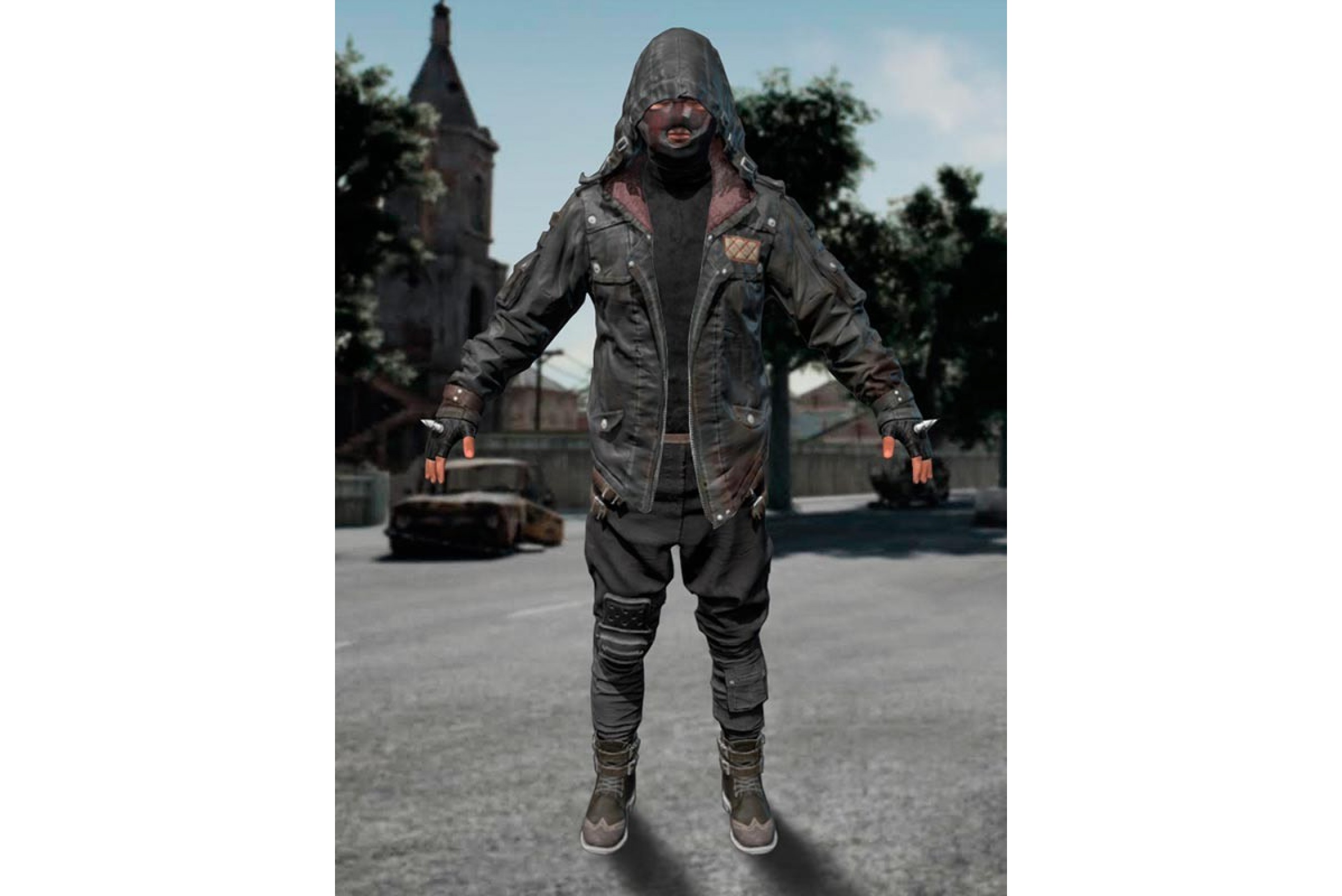 PlayerUnknown's Black Hooded Leather Jacket