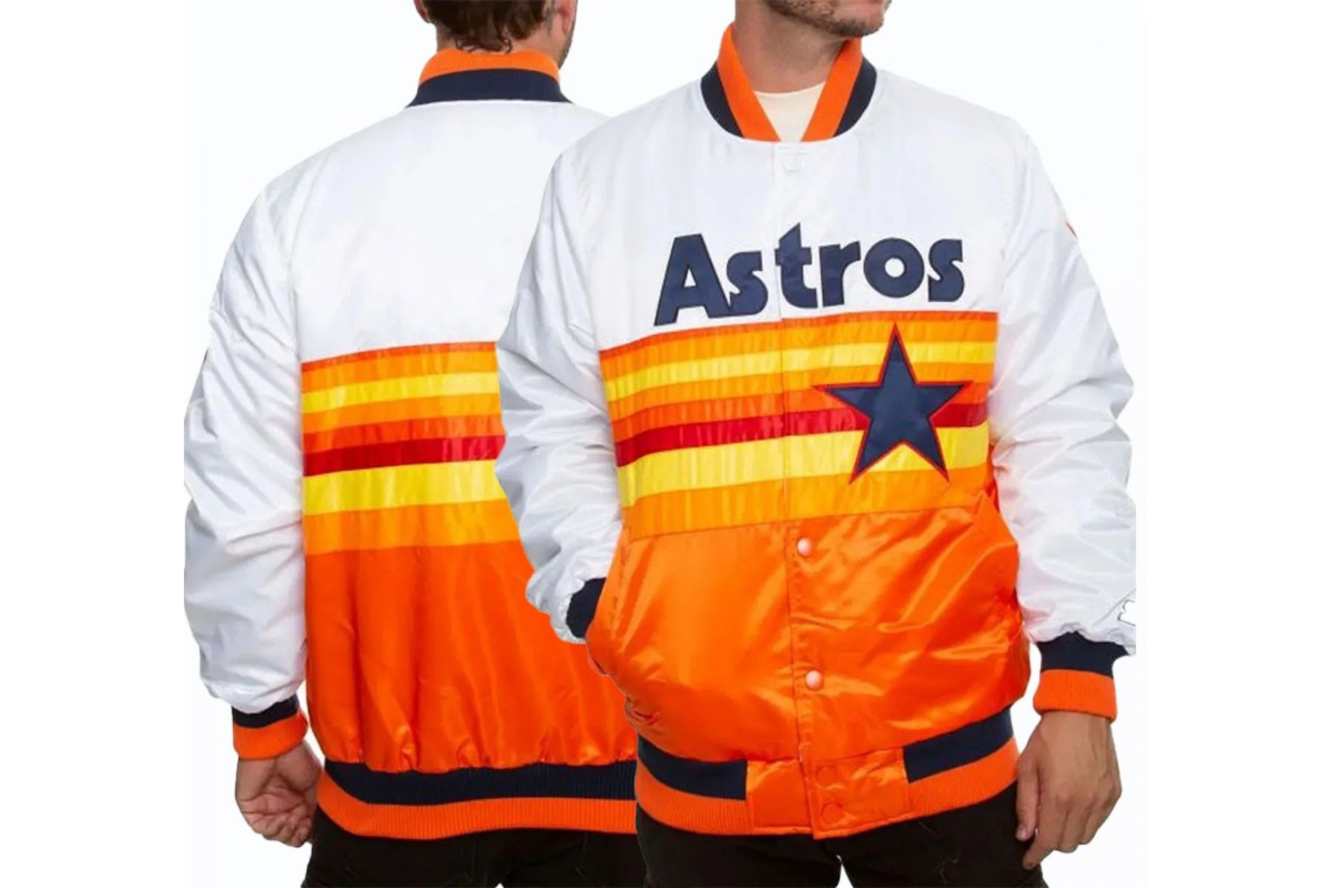 Houston Astros White and Orange Satin Jacket