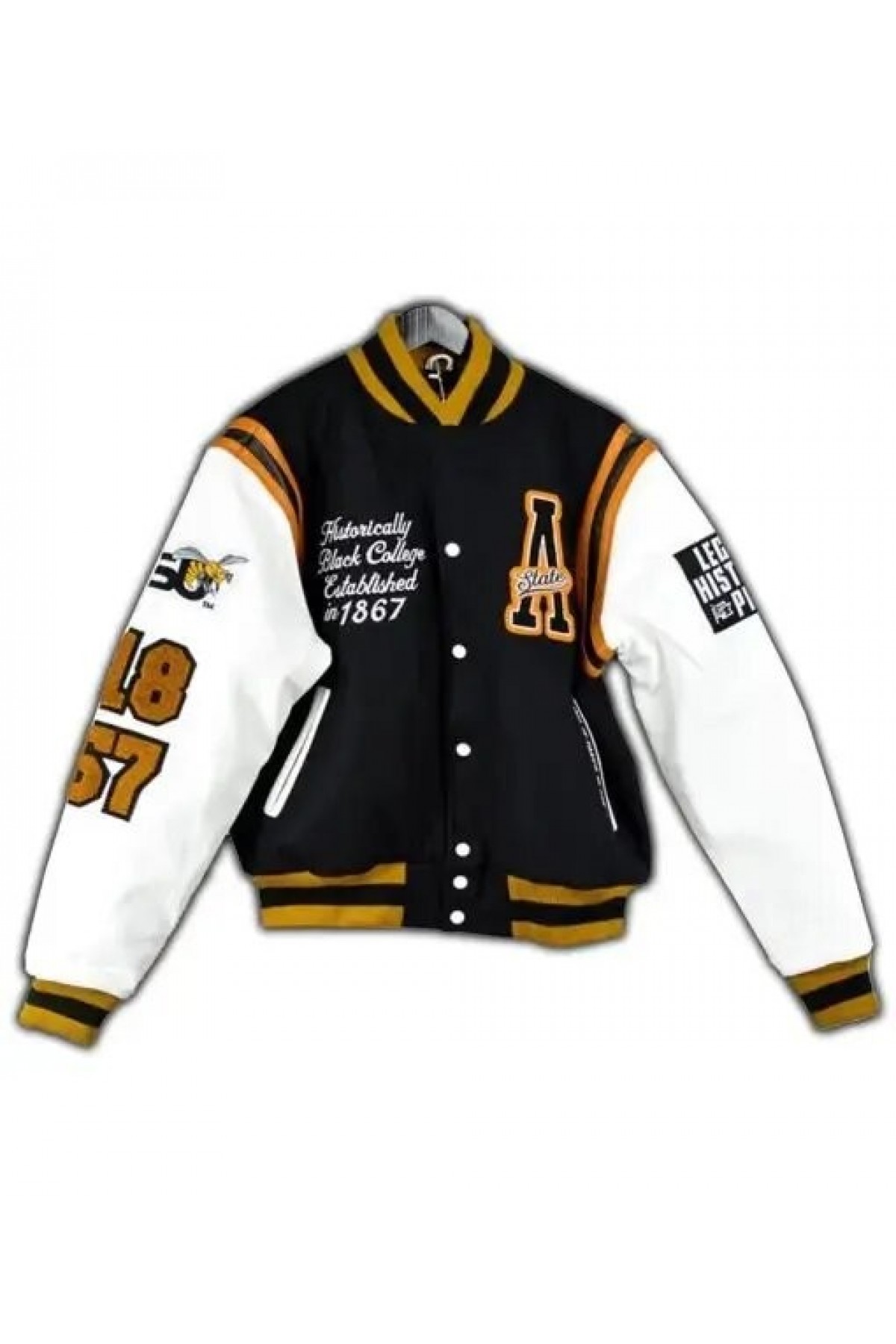 Alabama State University Letterman Black And White Bomber Jacket