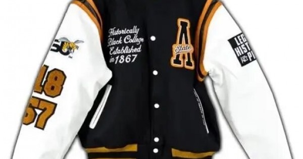 Alabama State University Letterman Black And White Bomber Jacket