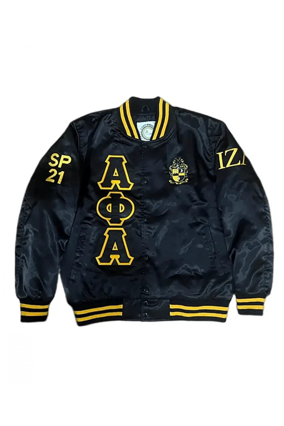Alpha Phi Alpha Black Bomber Varsity Satin Jacket