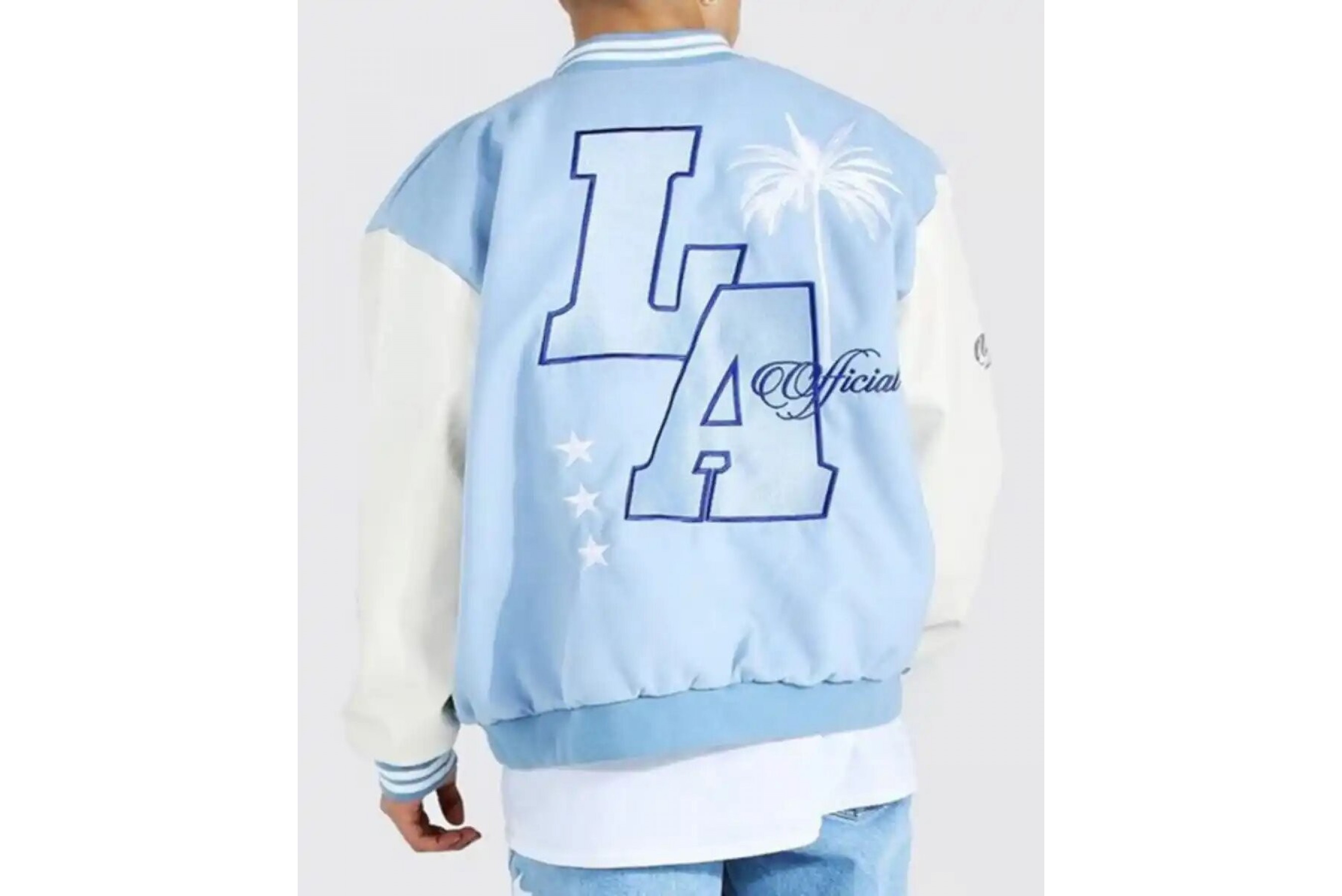 Baby Blue Varsity Bomber Jacket