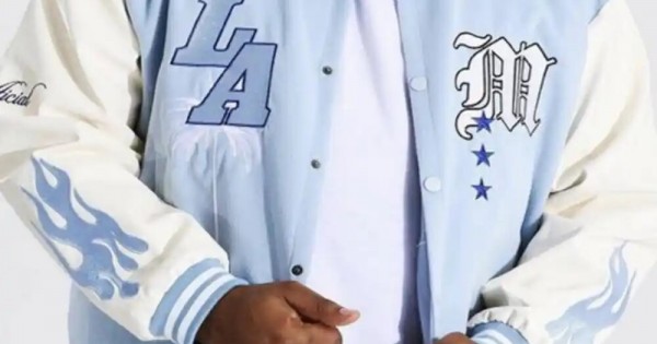 Baby Blue Varsity Bomber Jacket