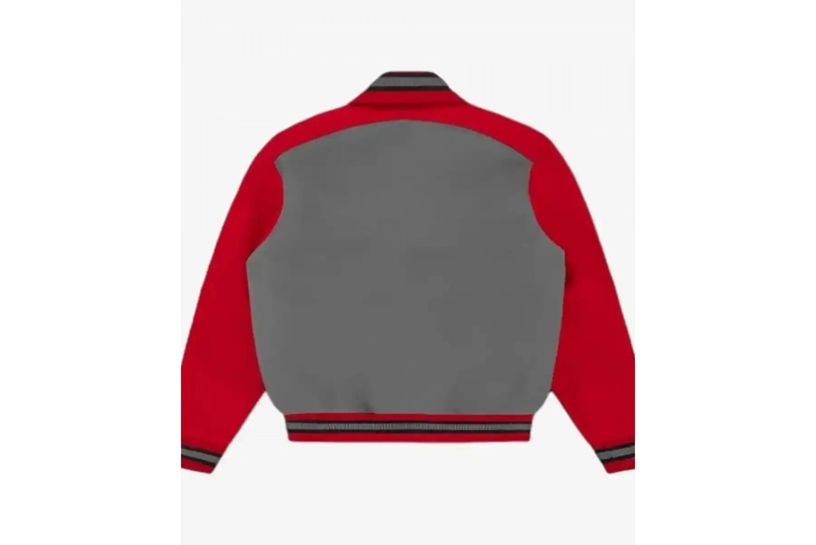 ICECREAM College Gray and Red Varsity Jacket