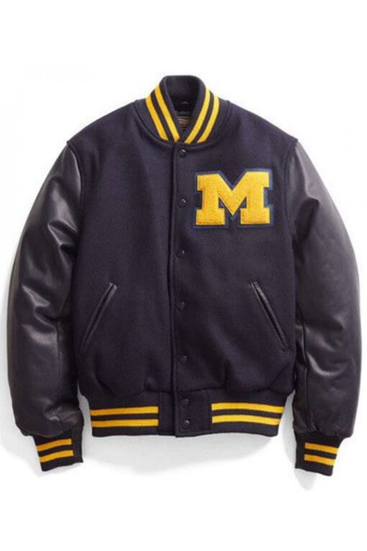 Michigan Varsity Bomber Jacket – Premium Black & Yellow Letterman Style