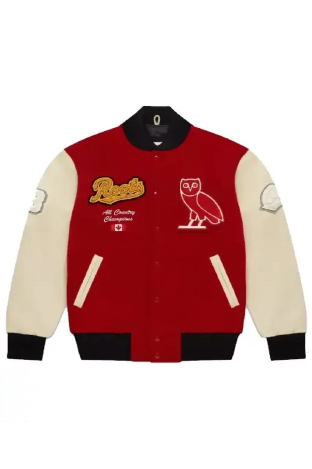 OVO Roots Red and Beige Varsity Jacket