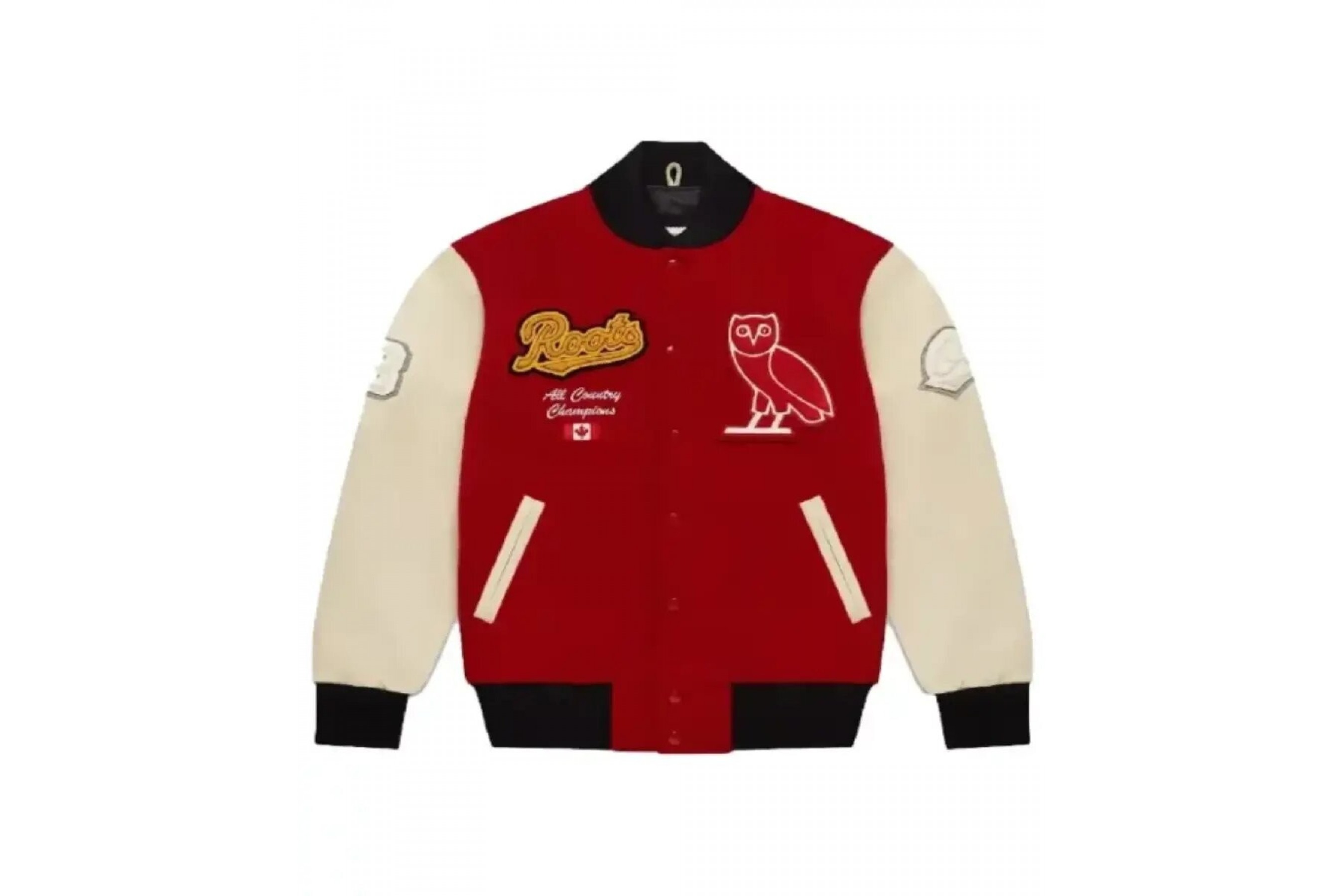 OVO Roots Red and Beige Varsity Jacket