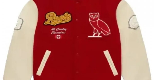 OVO Roots Red and Beige Varsity Jacket