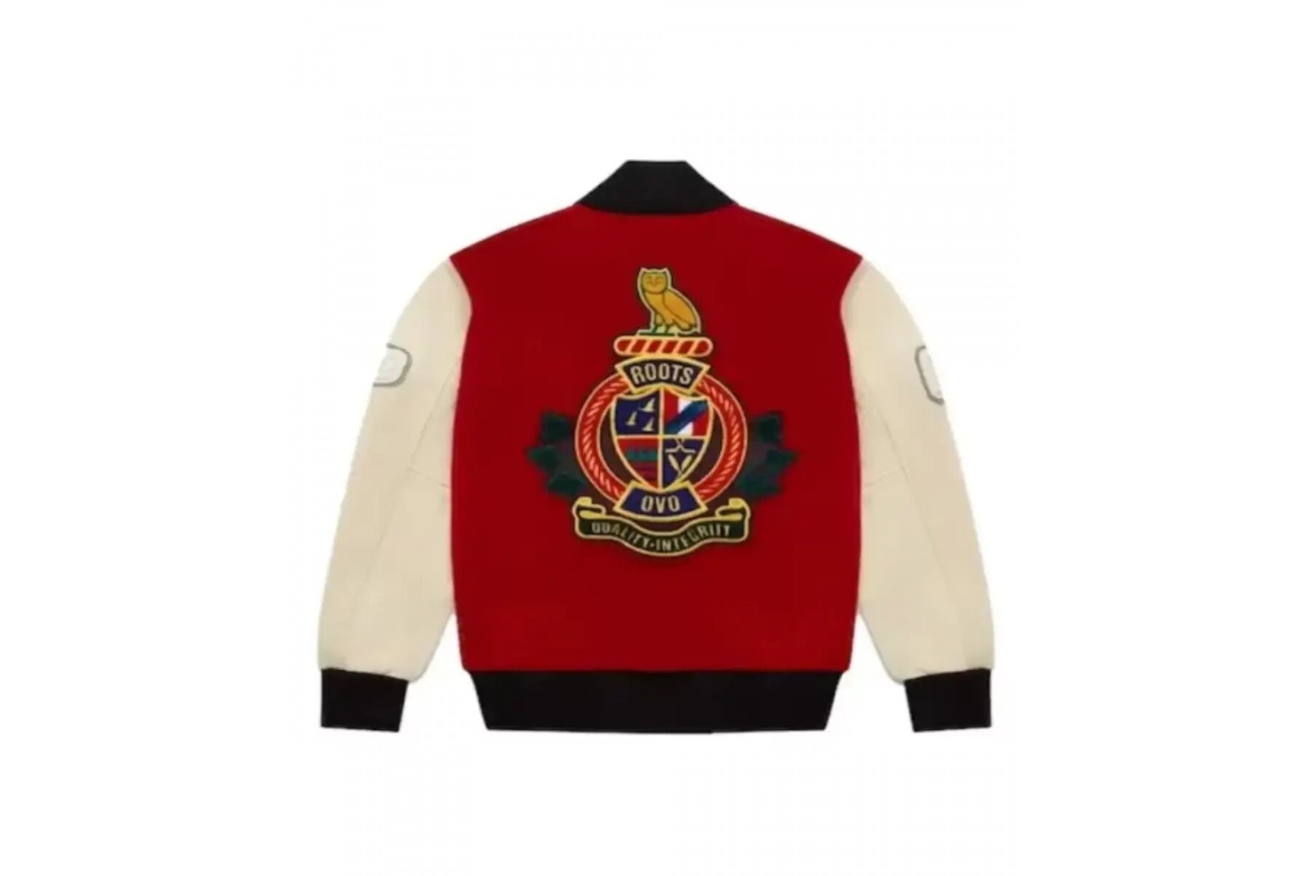 OVO Roots Red and Beige Varsity Jacket
