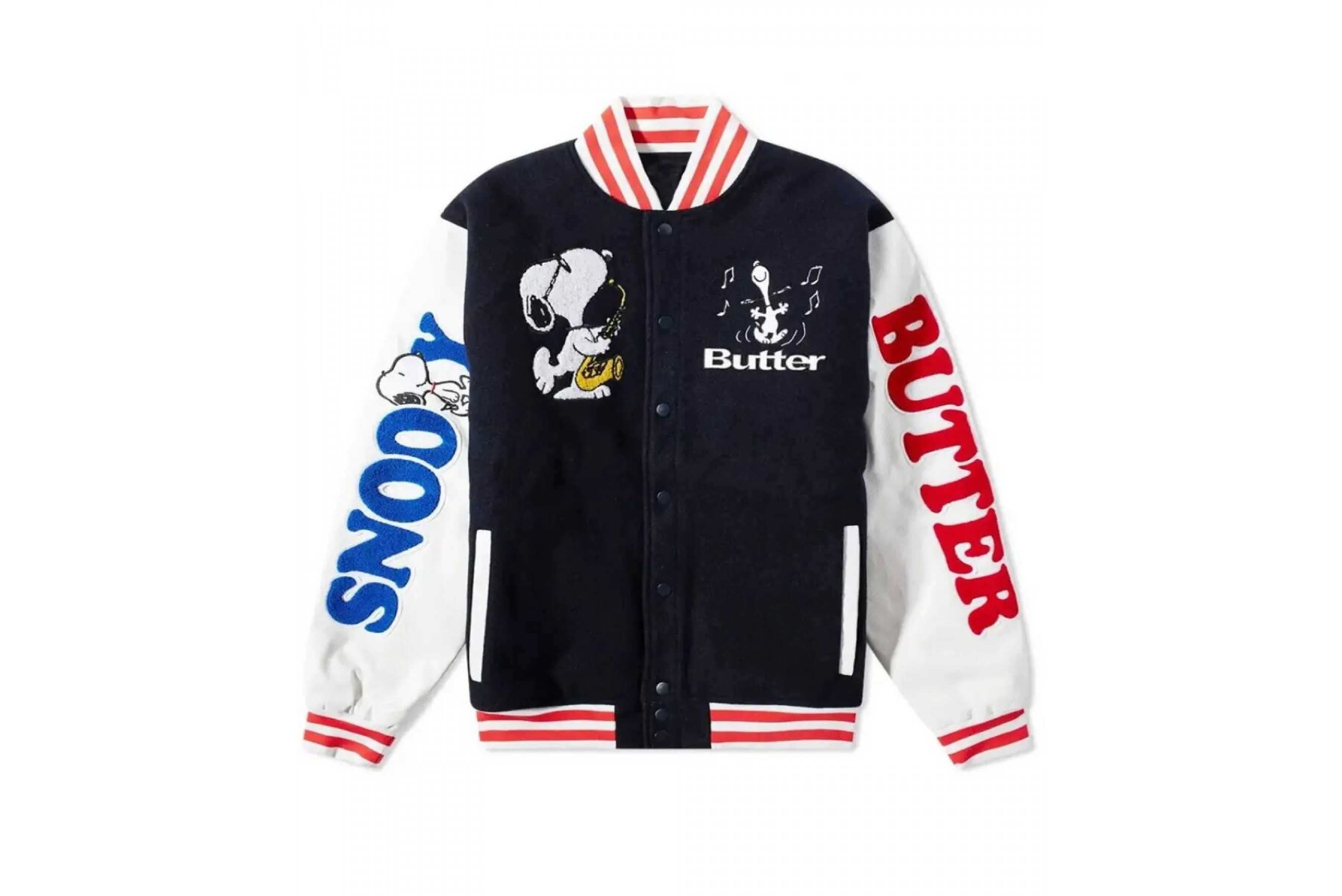 Snoopy Butter Letterman Varsity Wool Jacket