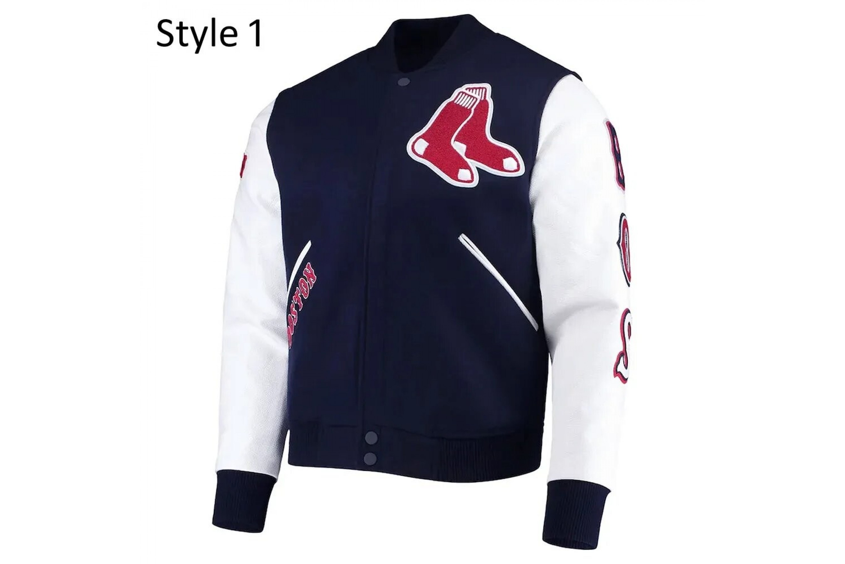 Boston Red Sox Blue and White Wool Jacket