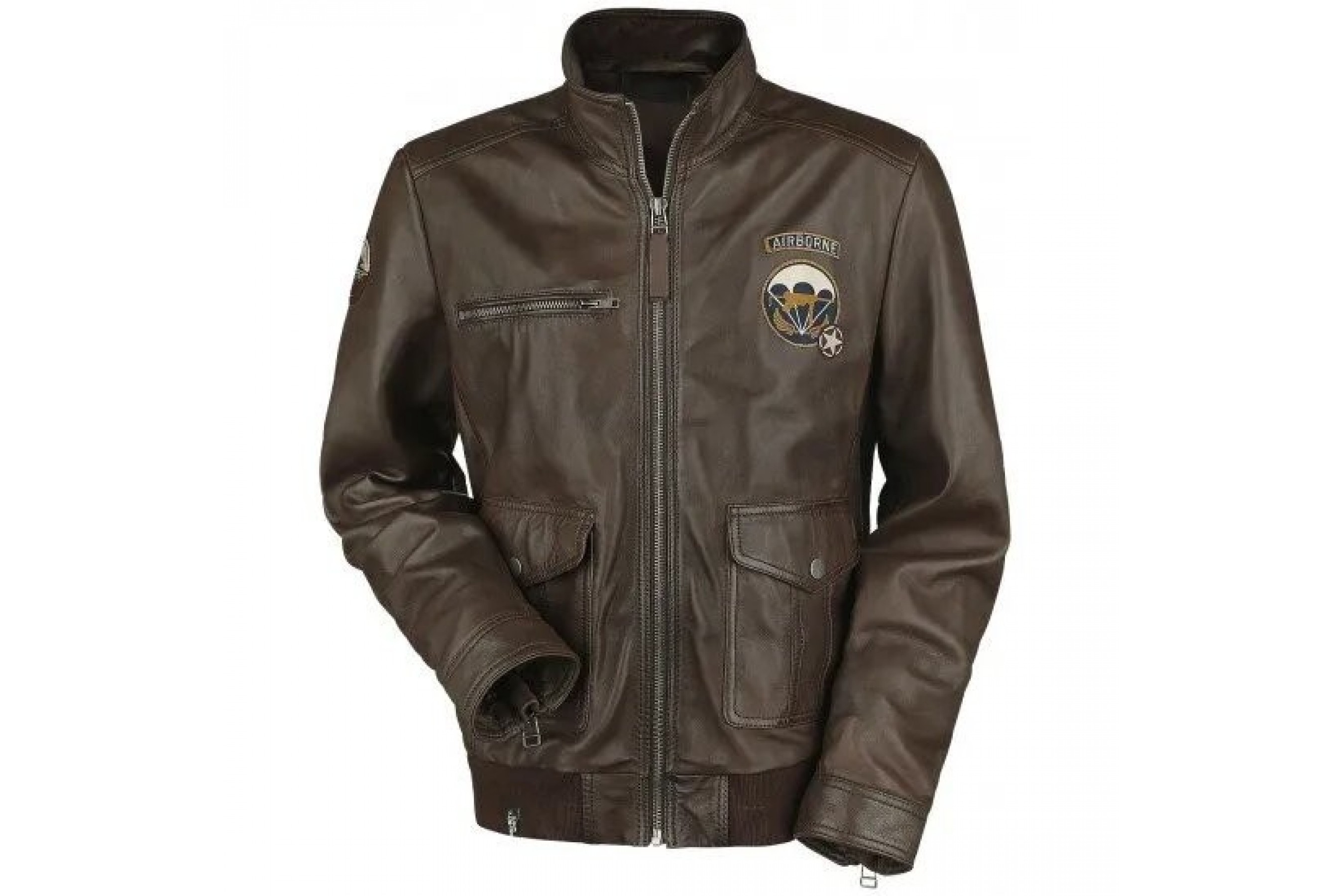 Call of Duty WWII Mens Brown Zipper Leather Jacket
