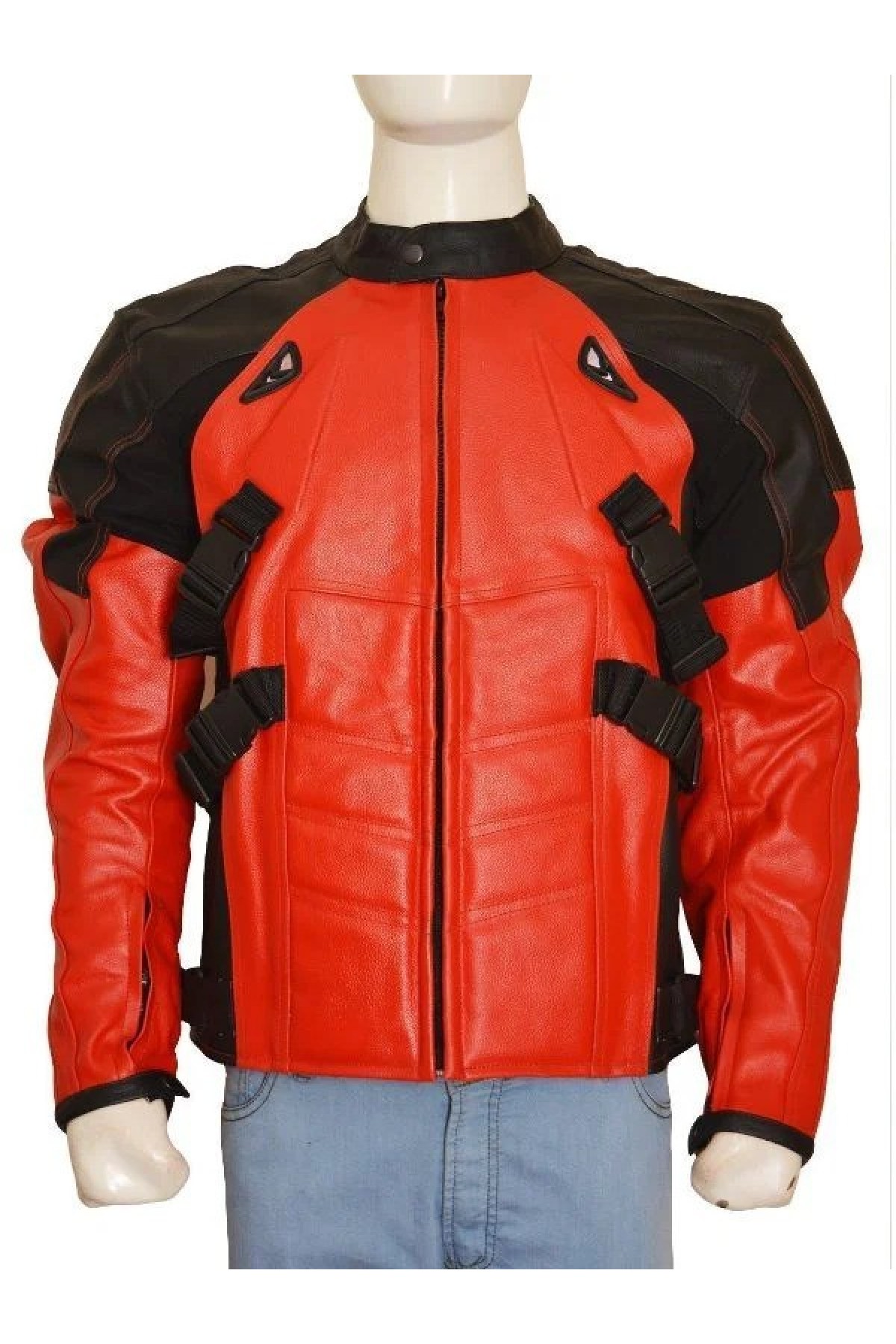 Deadpool Red and Black Biker Leather Jacket