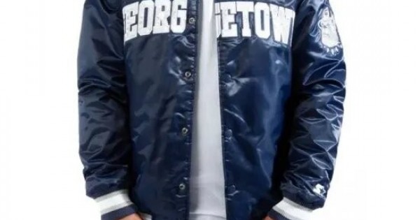 Georgetown Blue Satin Bomber Jacket