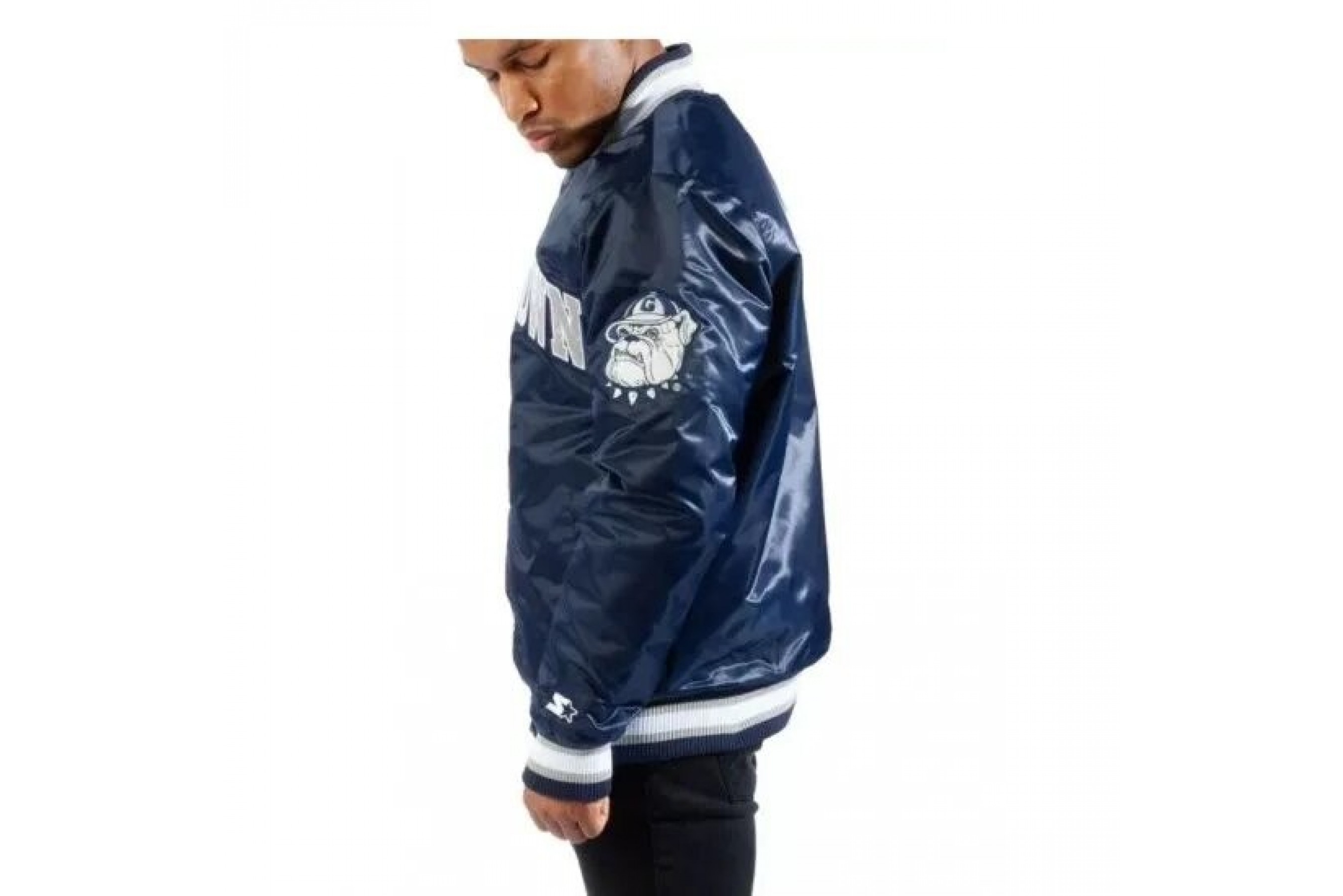 Georgetown Blue Satin Bomber Jacket