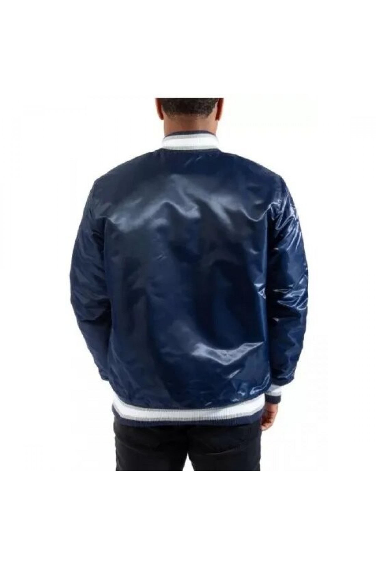 Georgetown Blue Satin Bomber Jacket