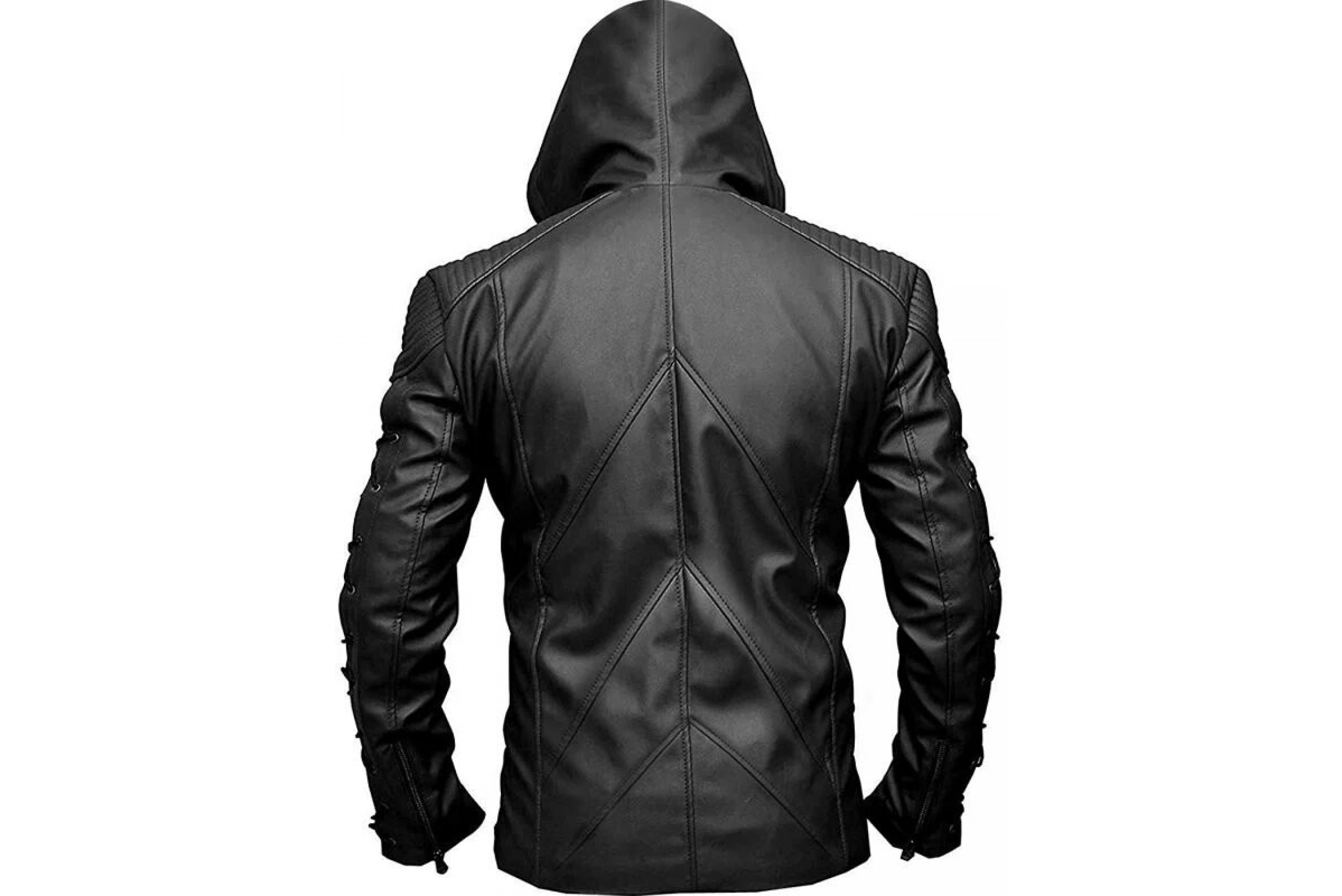 Green Arrow Roy Harper Black Hooded Leather Jacket