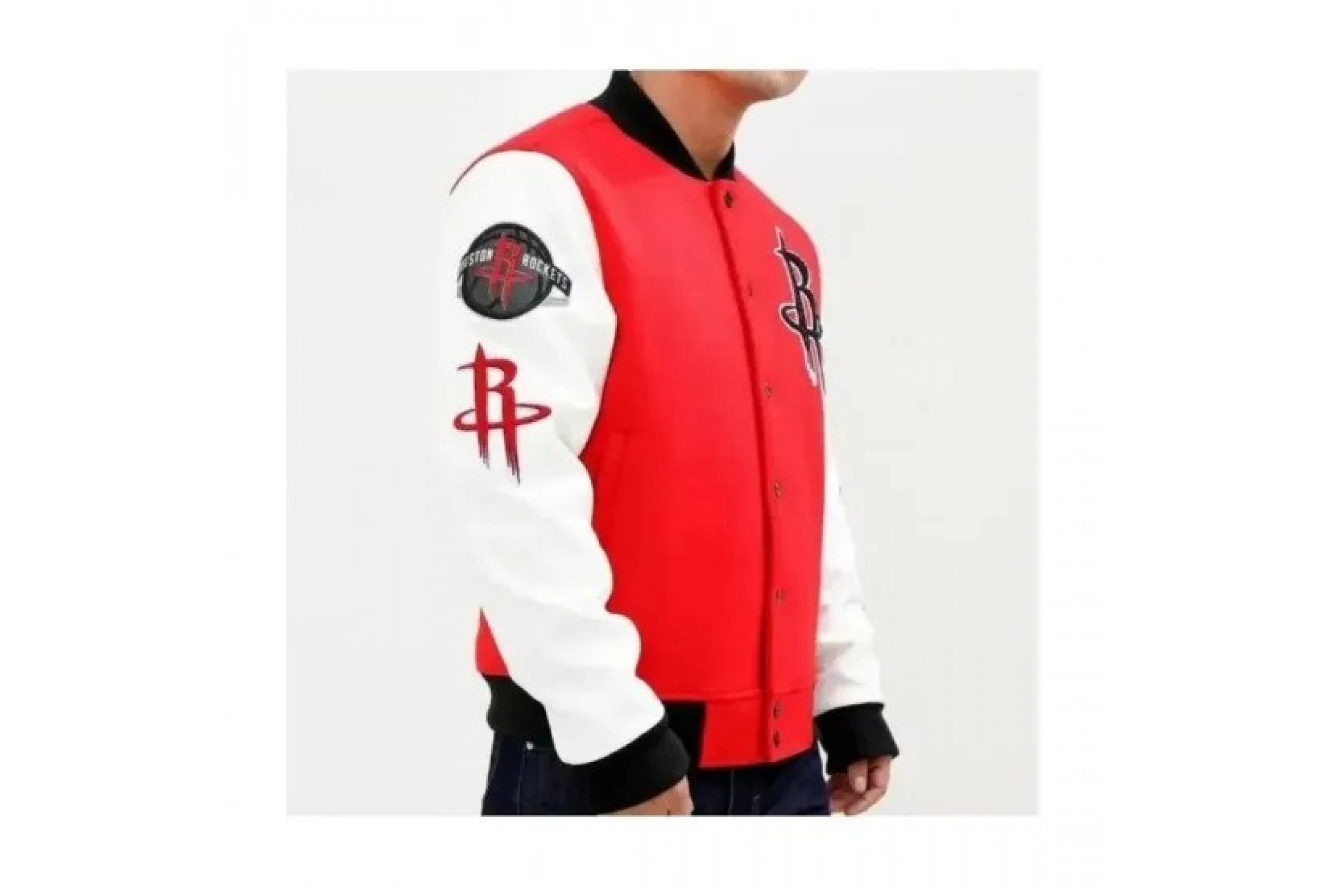 Houston Rockets Letterman Red and White Jacket