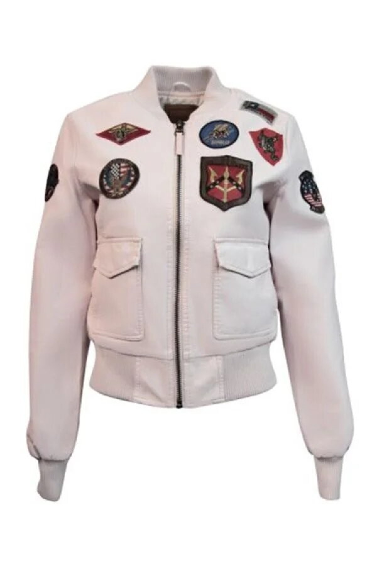 Light Pink Top Gun Womens Leather Jacket