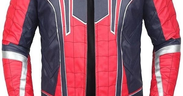 Spiderman Armor Red and Blue Leather Jacket