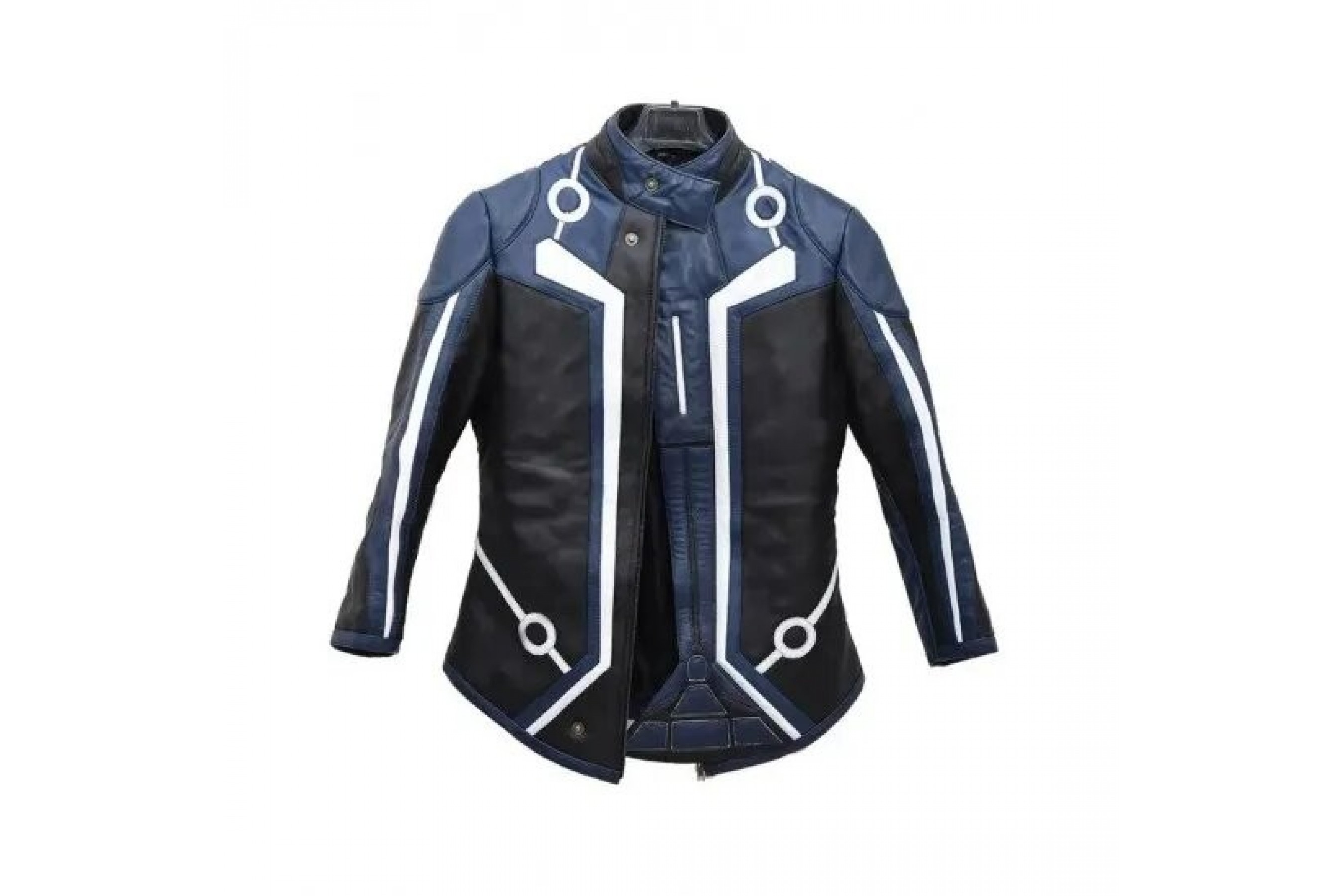 Tron Legacy Sam Flynn Blue and Black Leather Jacket