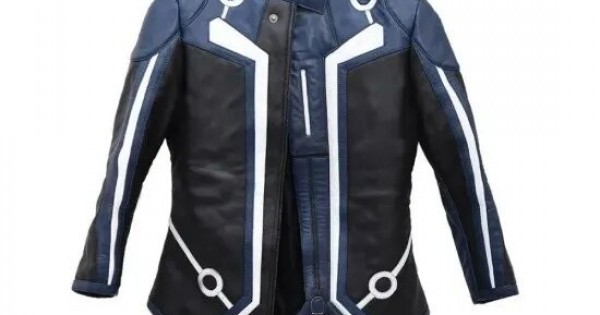 Tron Legacy Sam Flynn Blue and Black Leather Jacket