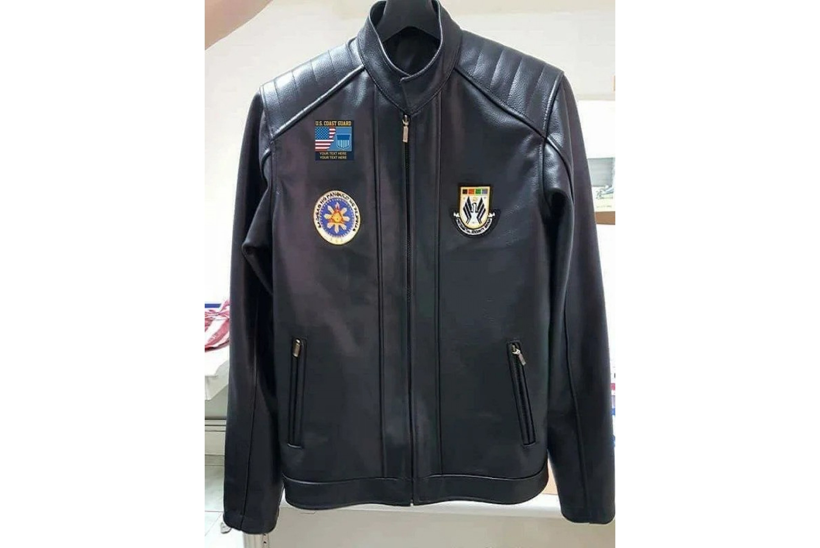 US Coast Guard Black Leather Jacket