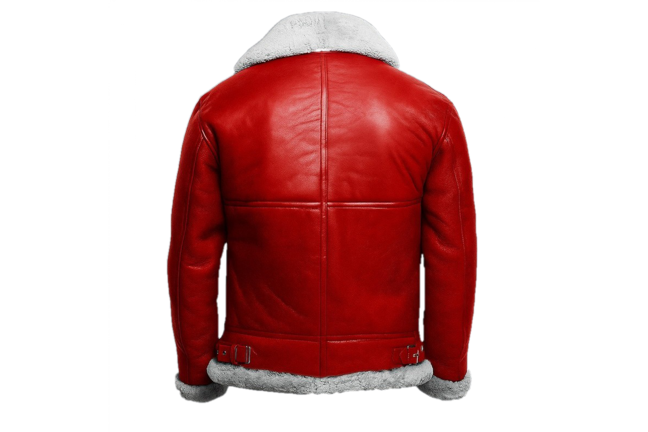 Red Shearling A2 Bomber Jacket – Premium Santa Holiday Winter Leather ...