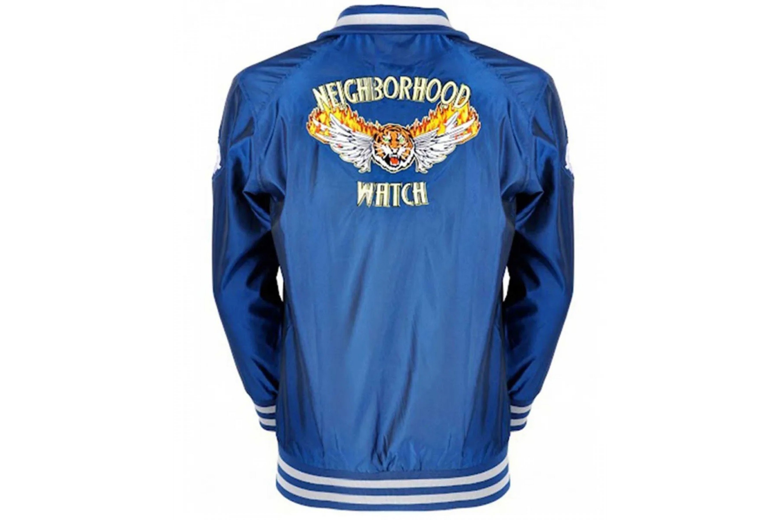 Blue Neighborhood Watch Jacket – Satin Bomber Style