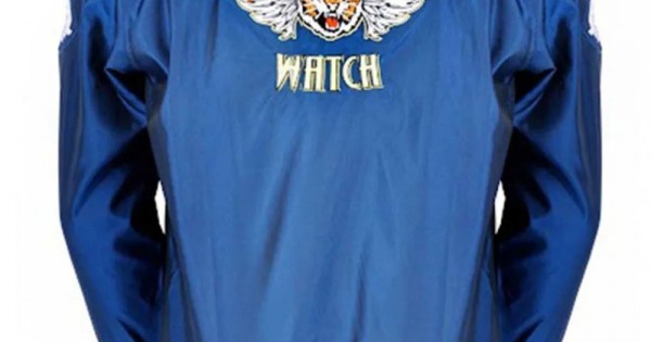 Blue Neighborhood Watch Jacket – Satin Bomber Style